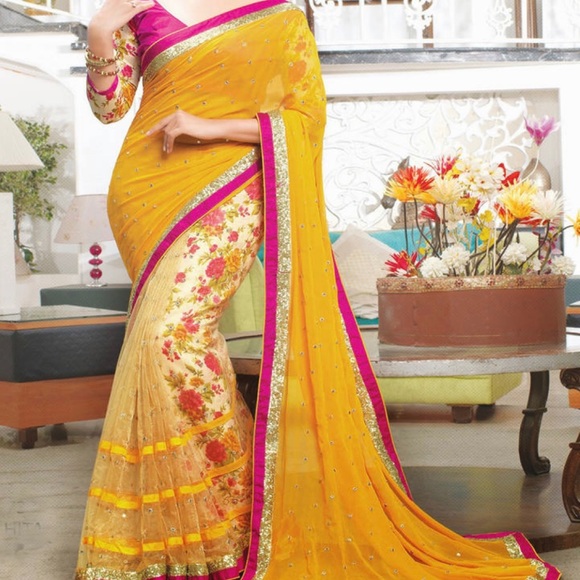 Dresses | Yellow Indian Saree | Poshmark